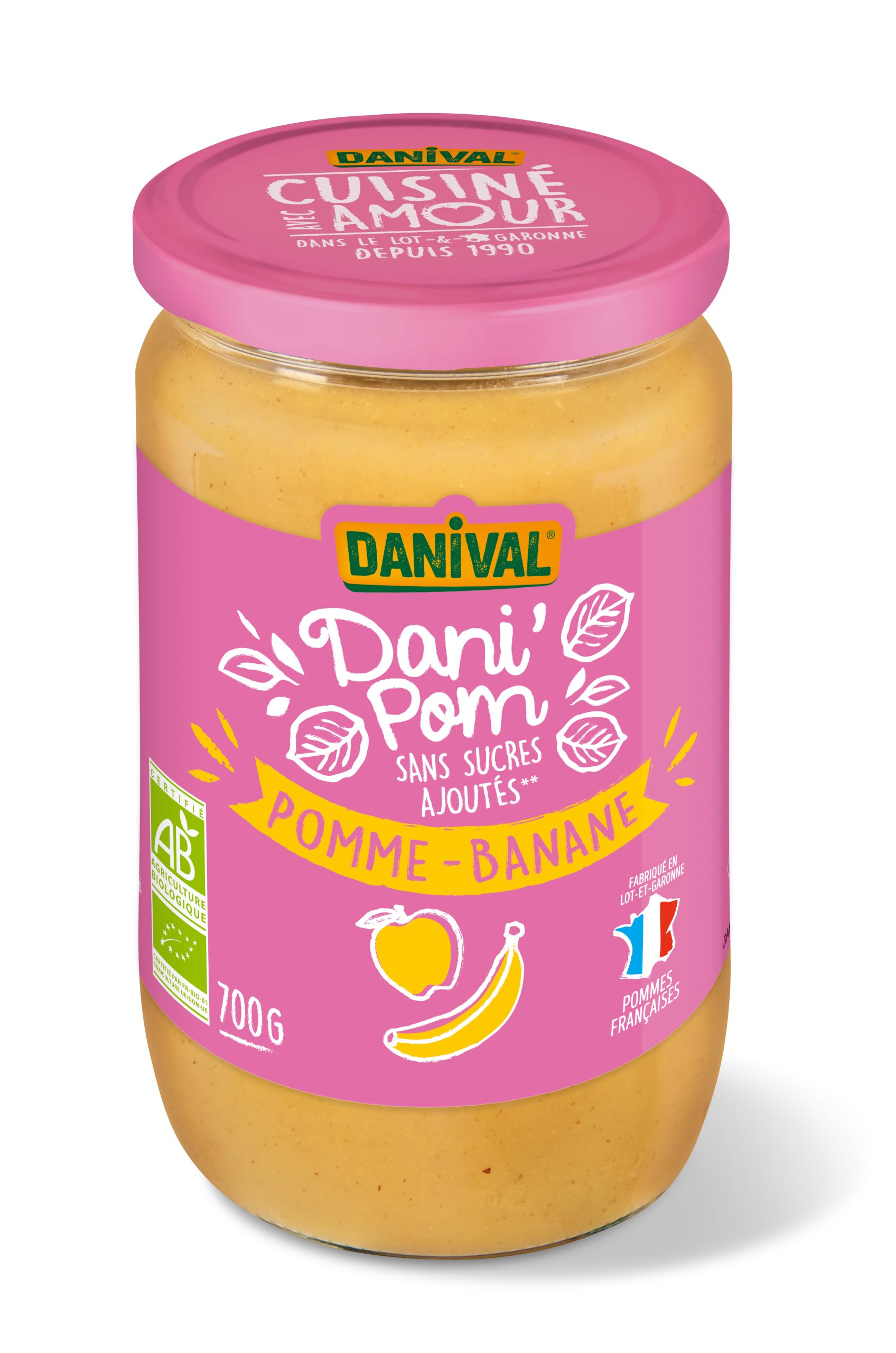 00258 Dani'Pom Pomme & Banane bio 700g - Danival