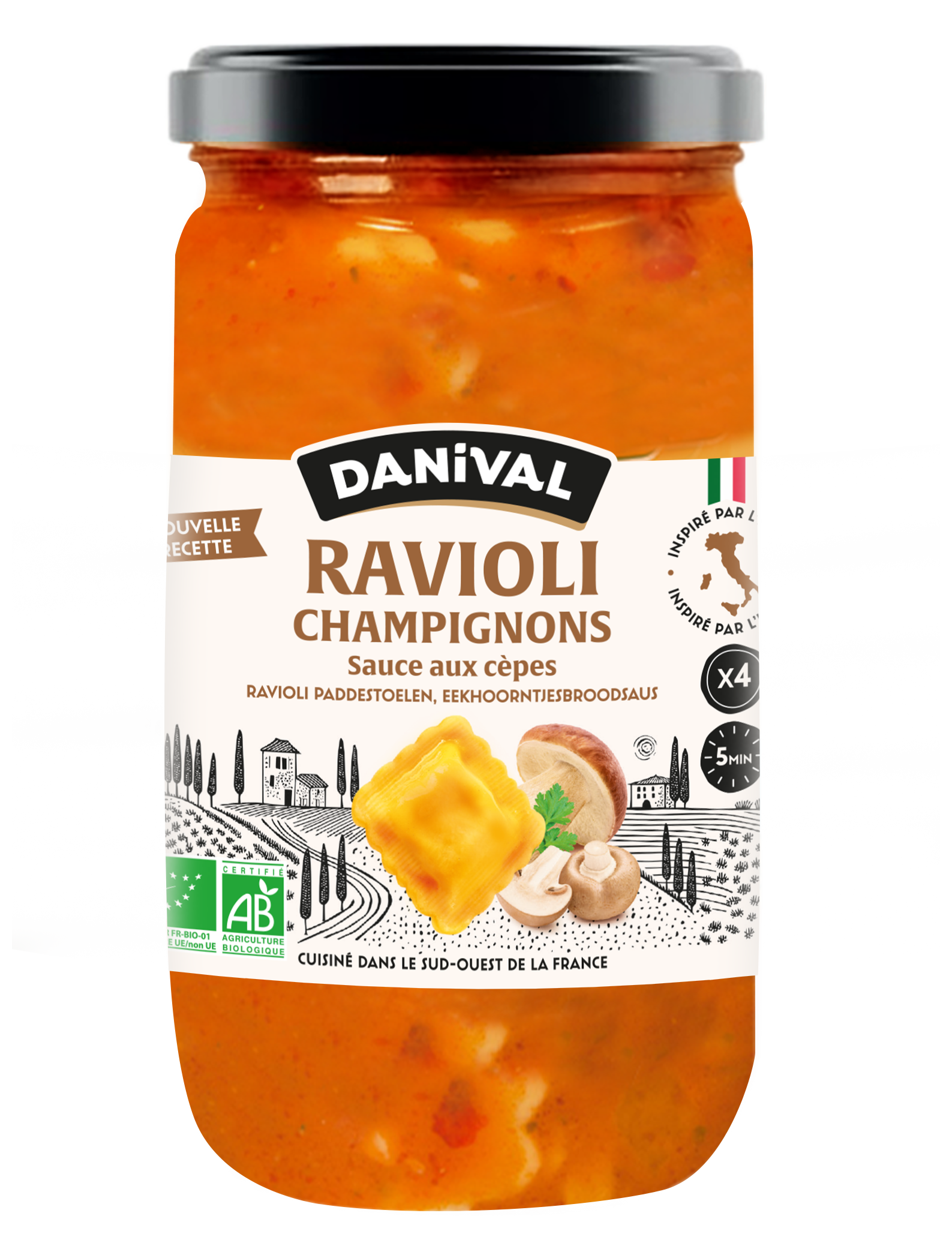 00278 Ravioli champignons sauce aux cèpes bio 670g - Danival