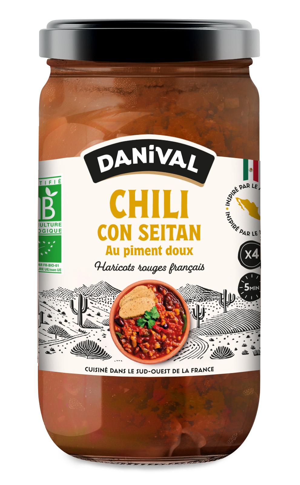 3032247 Chili con seitan & piment doux bio 630g - Danival